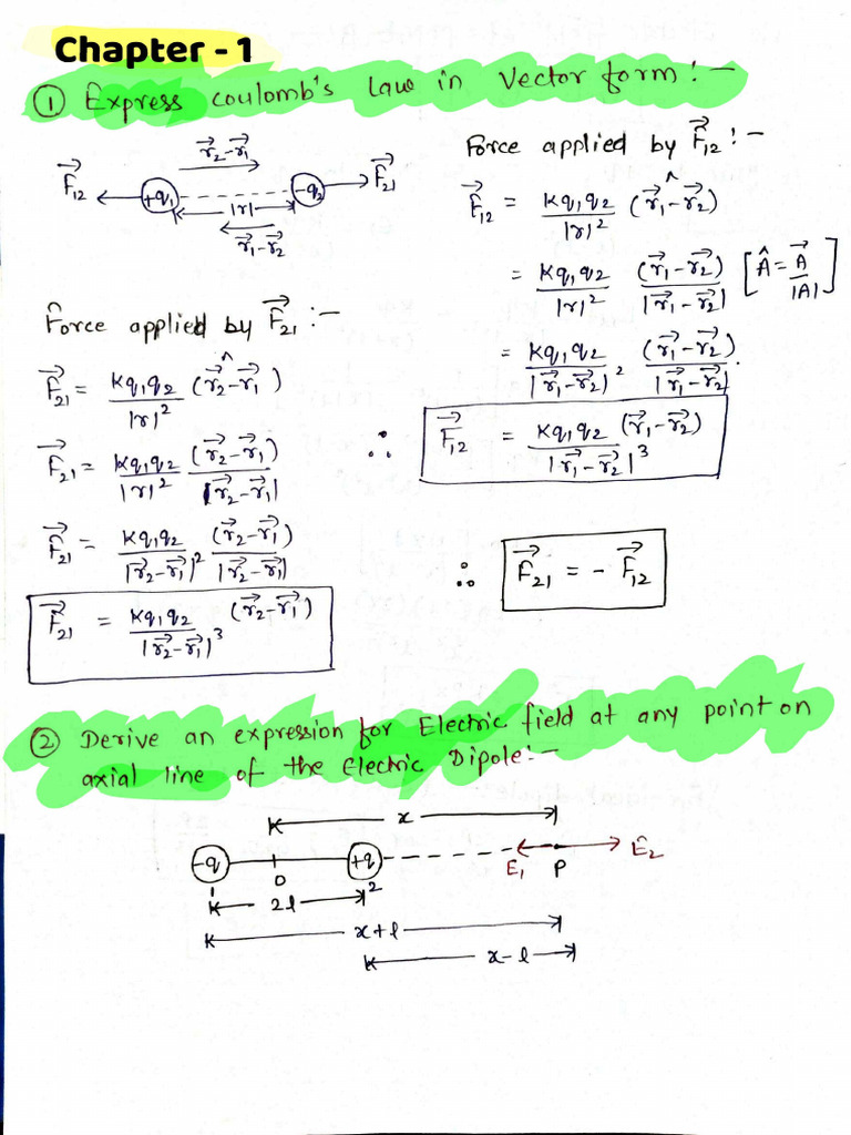 Derivations of Physics Class 12 | PDF