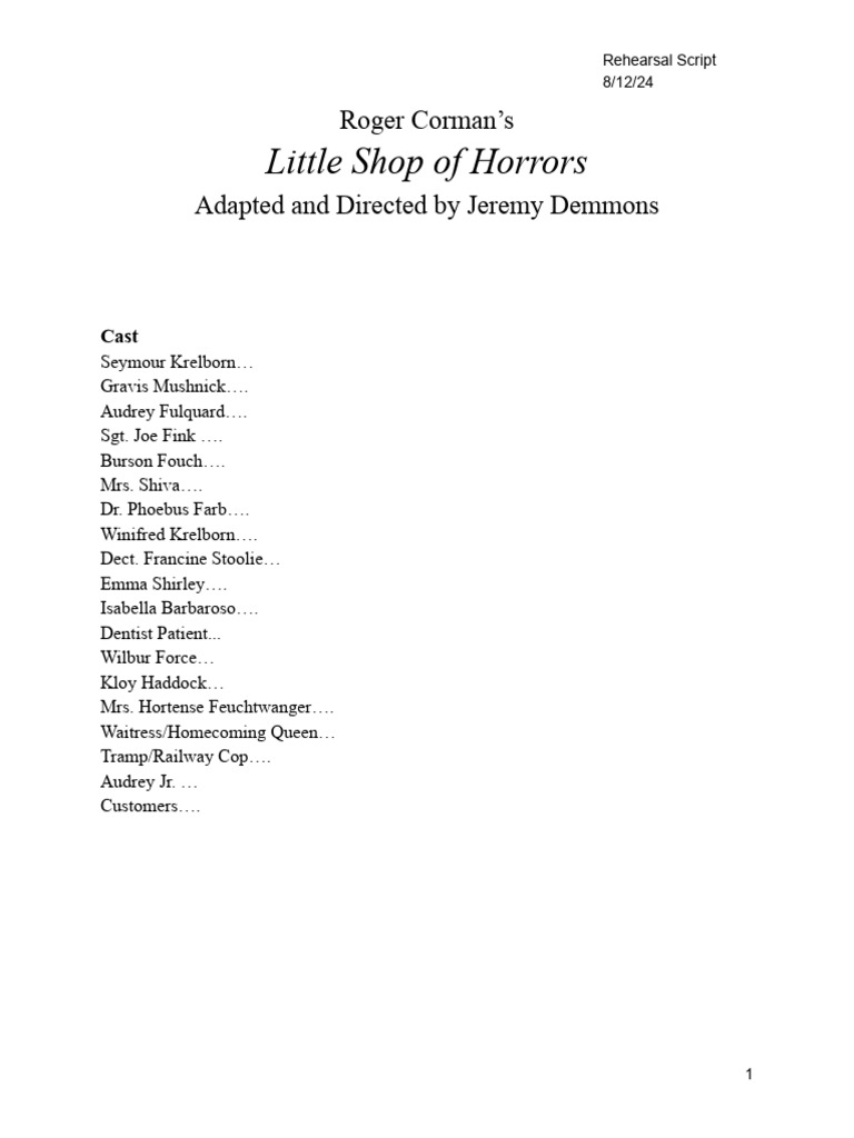 Little Shop of Horrorss | PDF