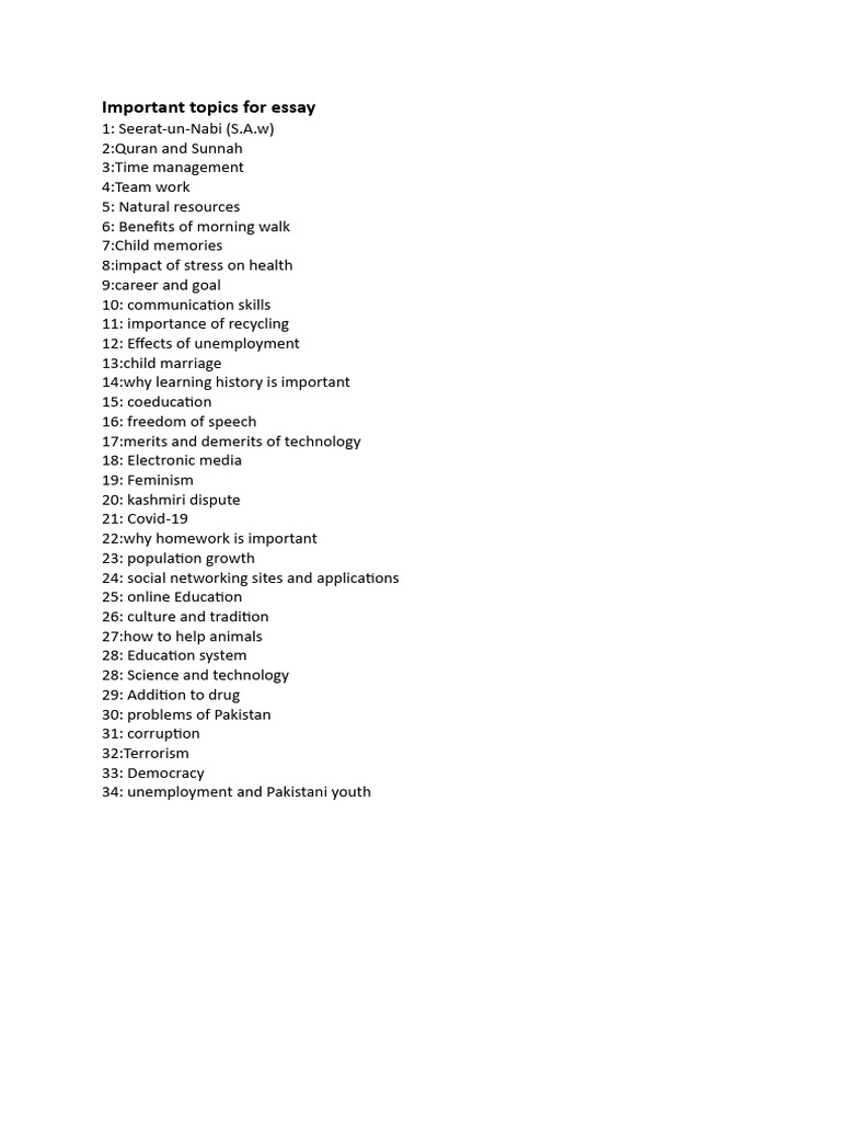 Essential Essay Topics Overview | PDF | Feminism | Gender Studies