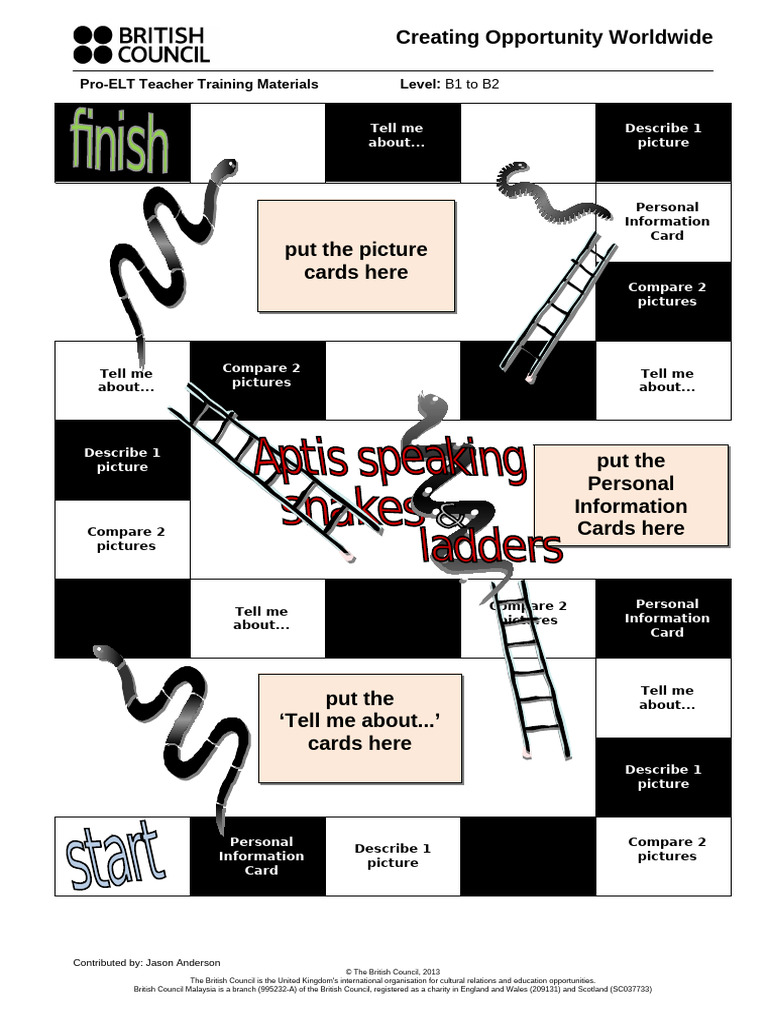 Aptis Speaking Snakes and Ladders | PDF
