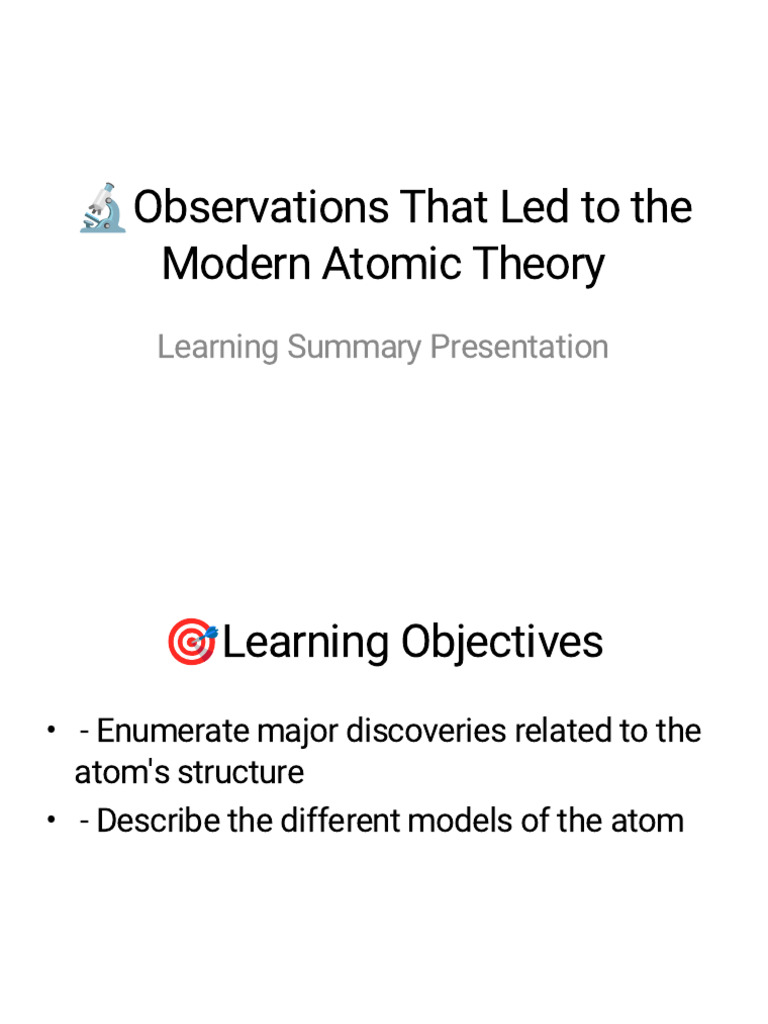 Modern Atomic Theory Presentation | PDF