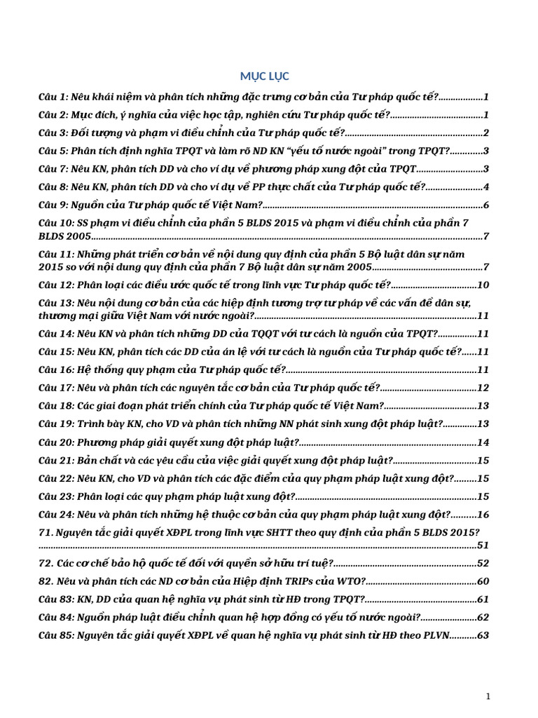 ĐỀ CƯƠNG TPQT | PDF