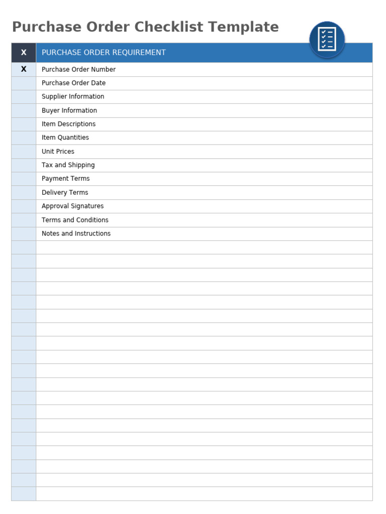 Ic Purchase Order Checklist Template 9181 | PDF