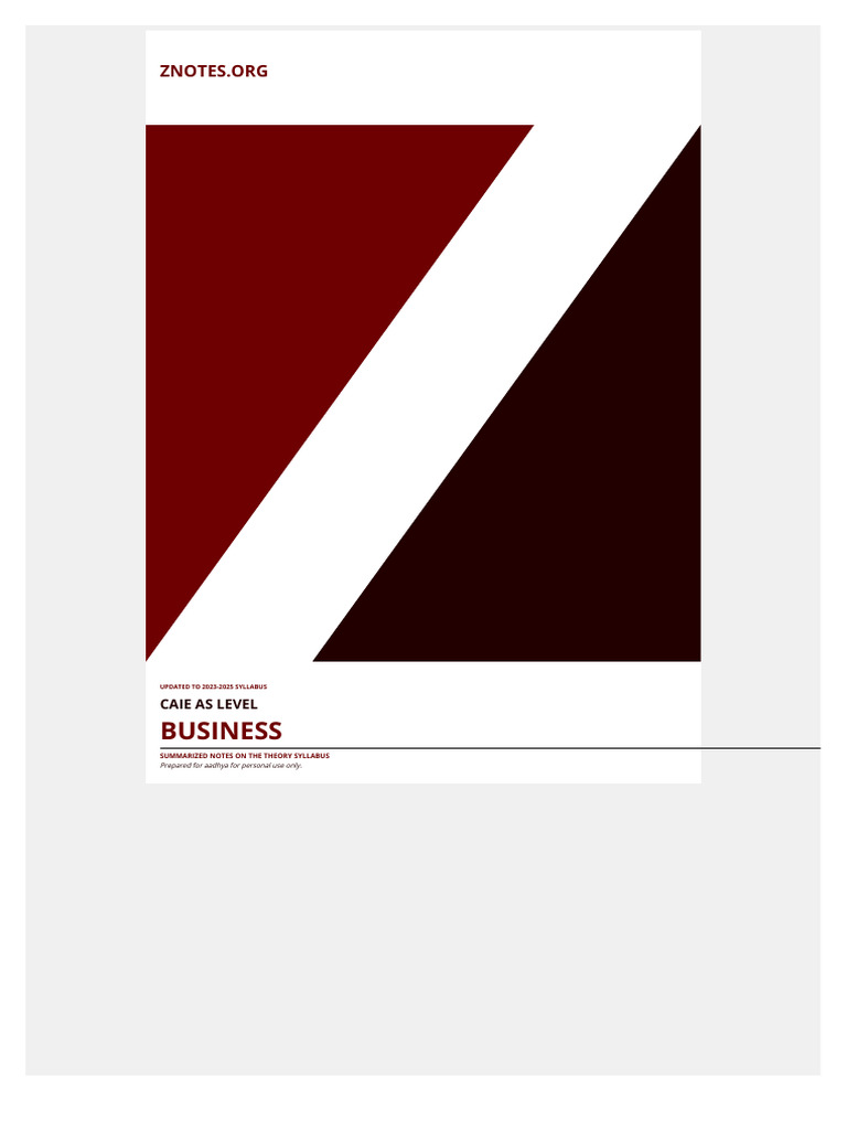 CAIE As Level Business Theory | PDF | Entrepreneurship | Franchising