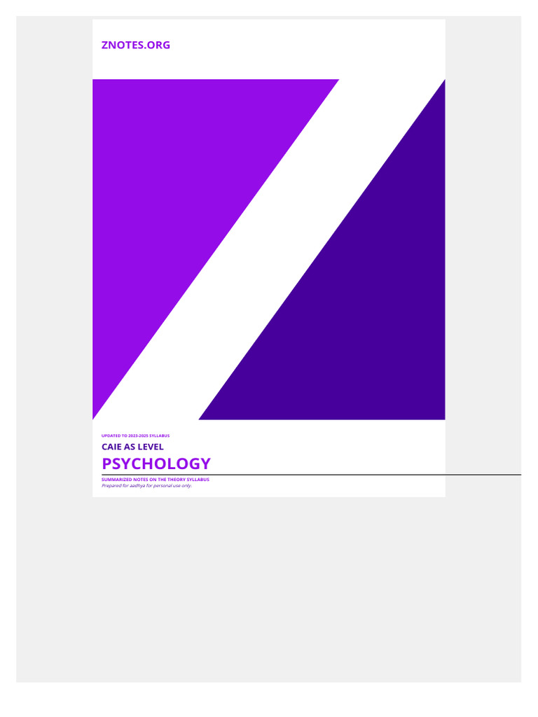 CAIE-As Level-Psychology - Four Psychological Approaches? | PDF | Rapid ...