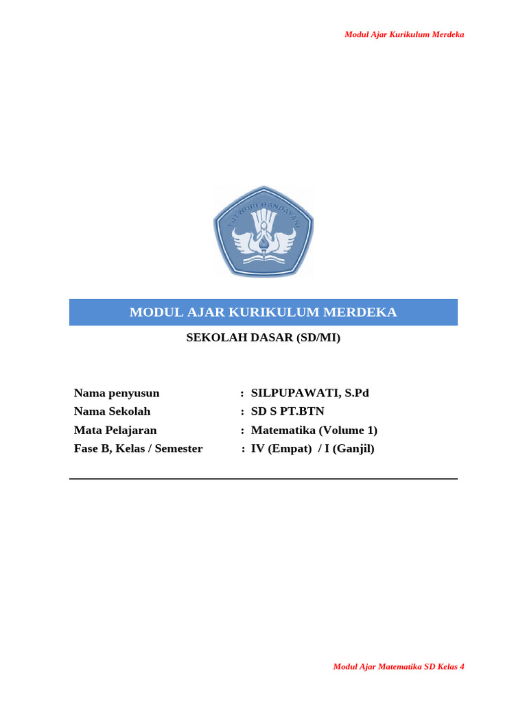 Modul Ajar MTK Unit 1 | PDF