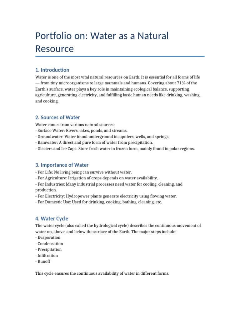 Portfolio Water Natural Resource | PDF