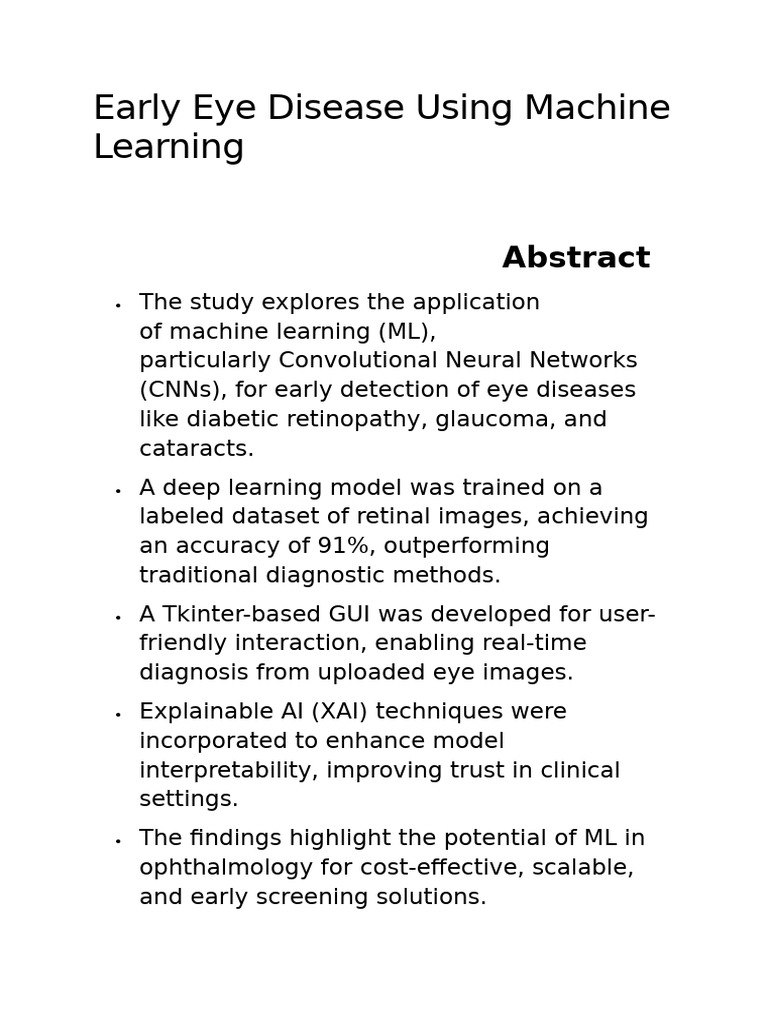 Early Eye Disease Detection with ML | PDF | Cognitive Science | Learning