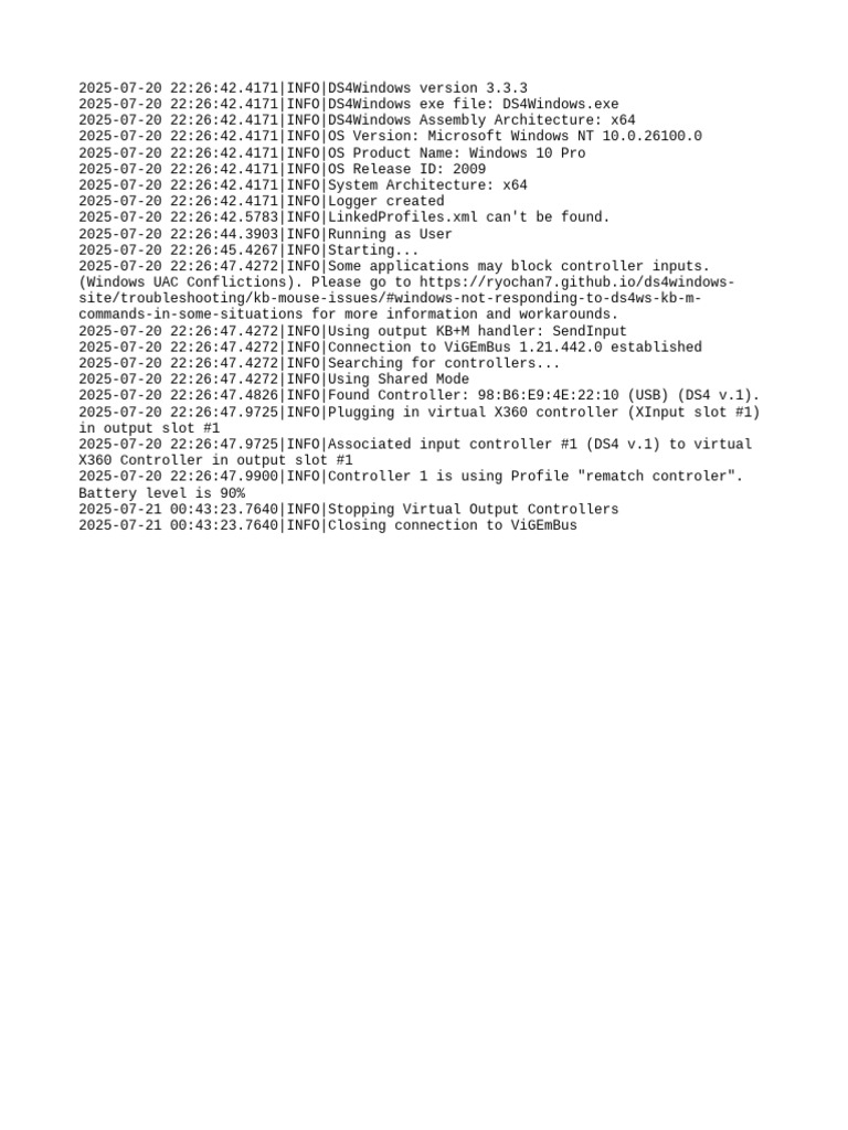 Ds4windows Log 20250721.0 | PDF
