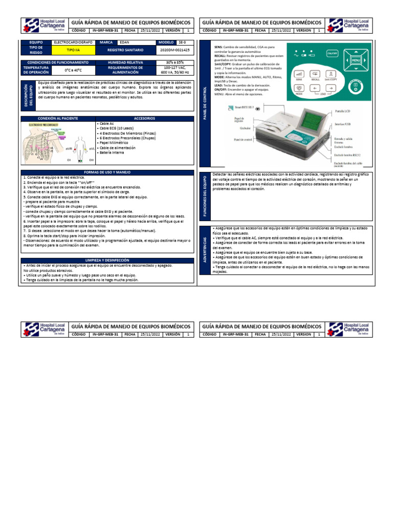 Electrocardiografo Edan Se3 | PDF