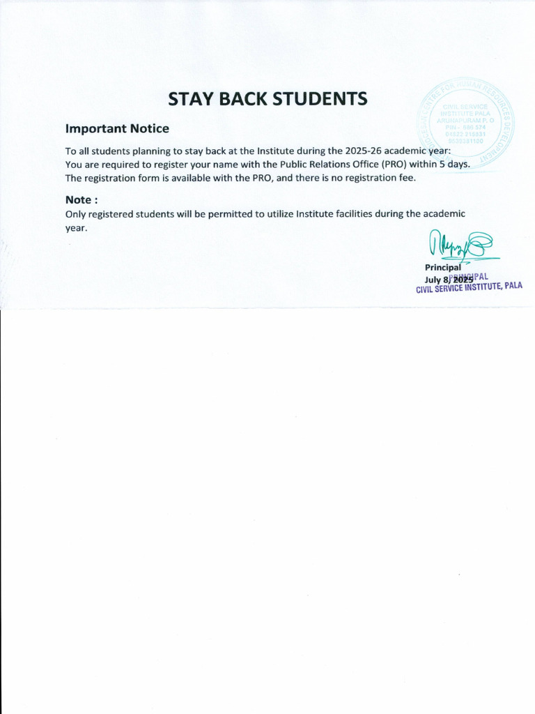 Stay Back Notice | PDF