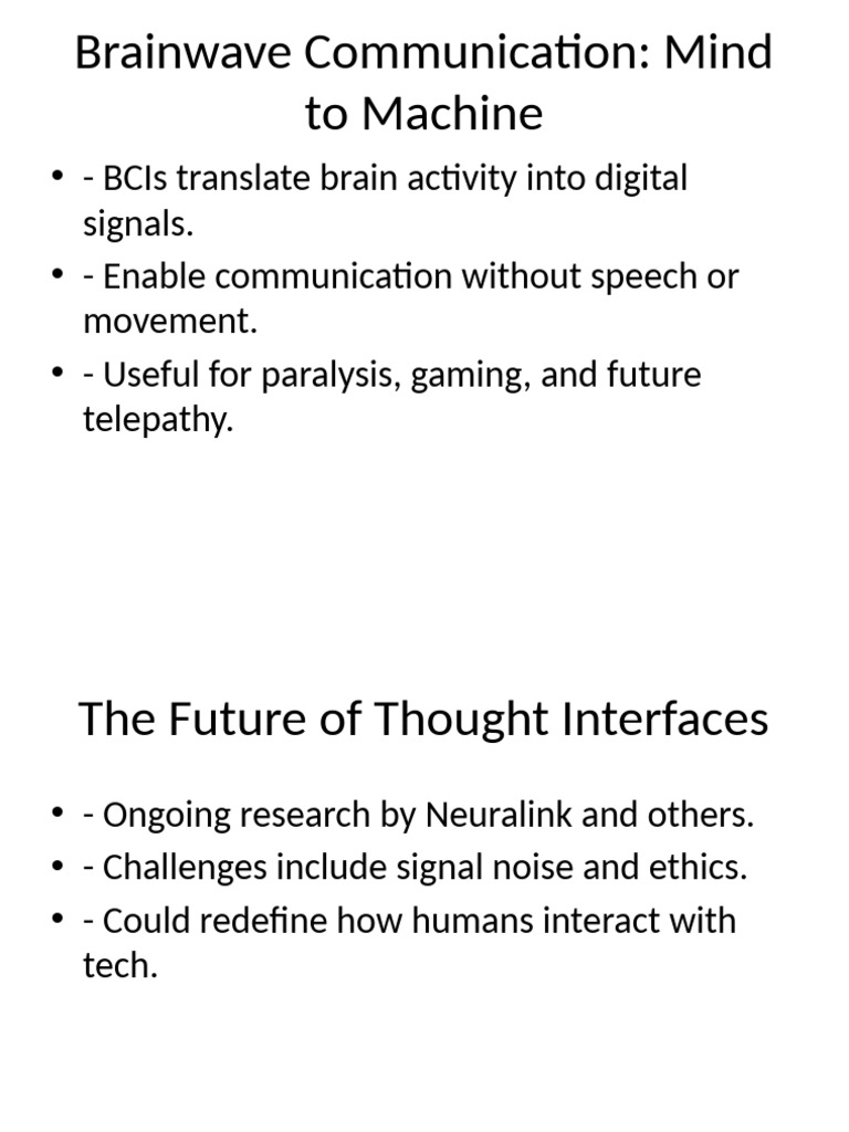 Brainwave Communication Presentation | PDF