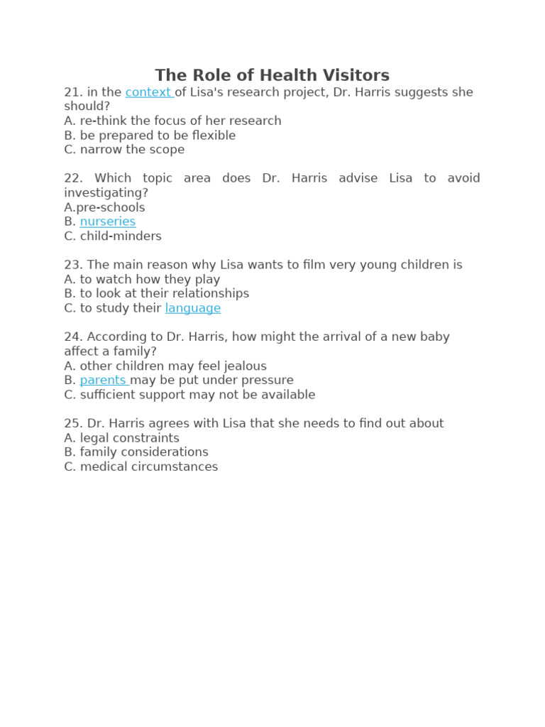 The Role of Health Visitors | PDF
