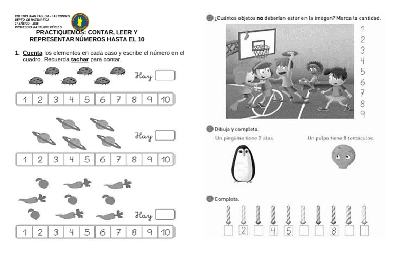 Contar y Representar Números hasta 10 | PDF