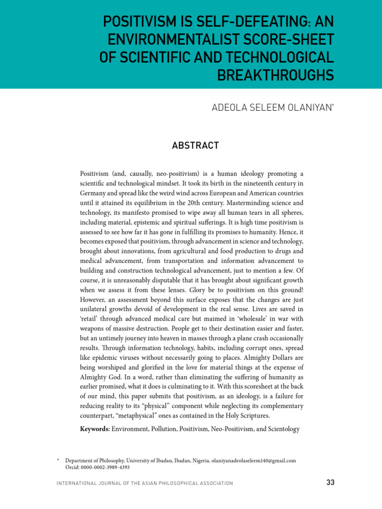 Positivism, Science and Technology | PDF | Positivism | Epistemology