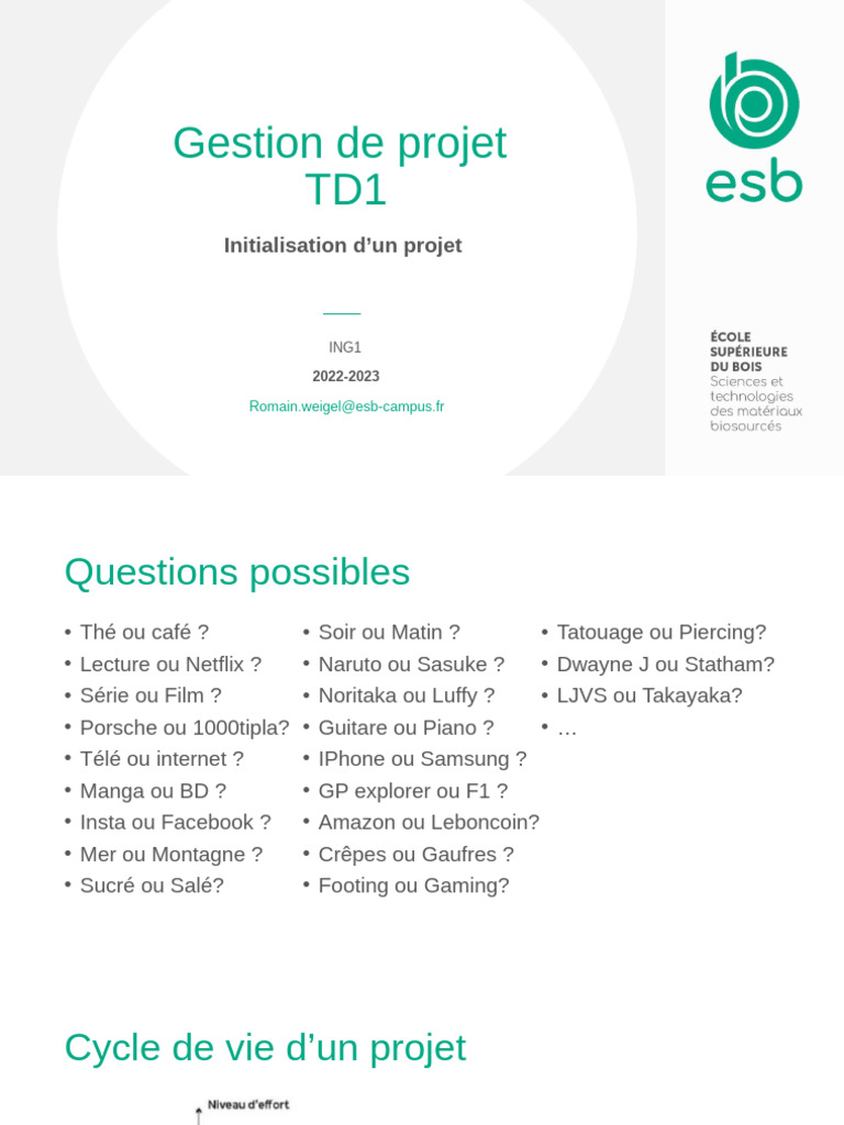 TD 1 Gestion de Projet | PDF | Risque | Partie prenante