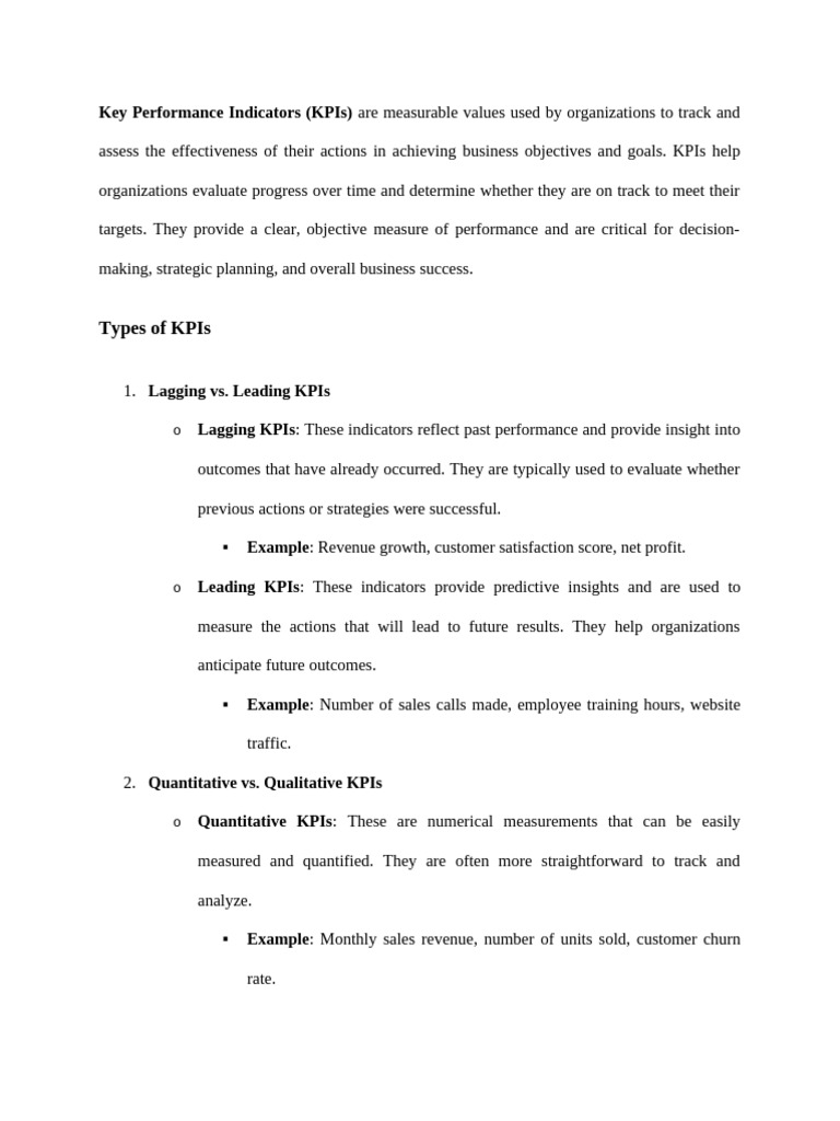 03 Key Performance Indicators | PDF | Performance Indicator | Customer Satisfaction