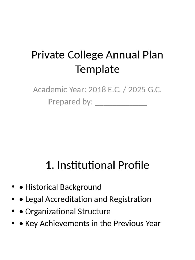 Private College Annual Plan Template | PDF
