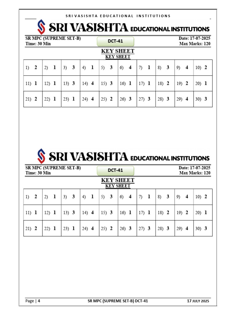 Dct 41 Key Sheet For Sr Mpc Pdf