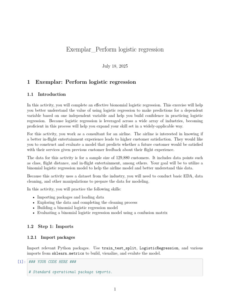 Exemplar - Perform Logistic Regression | PDF | Regression Analysis | Logistic Regression
