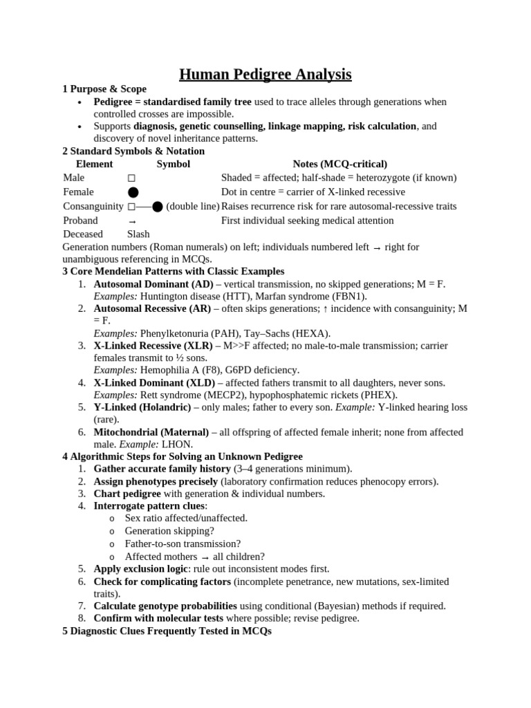 Pedigree Analysis for Genetic Disorders | PDF | Genetic Linkage ...