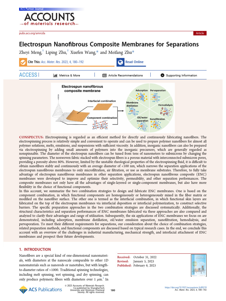Electrospun Composite Membranes for Separation | PDF | Emulsion | Membrane
