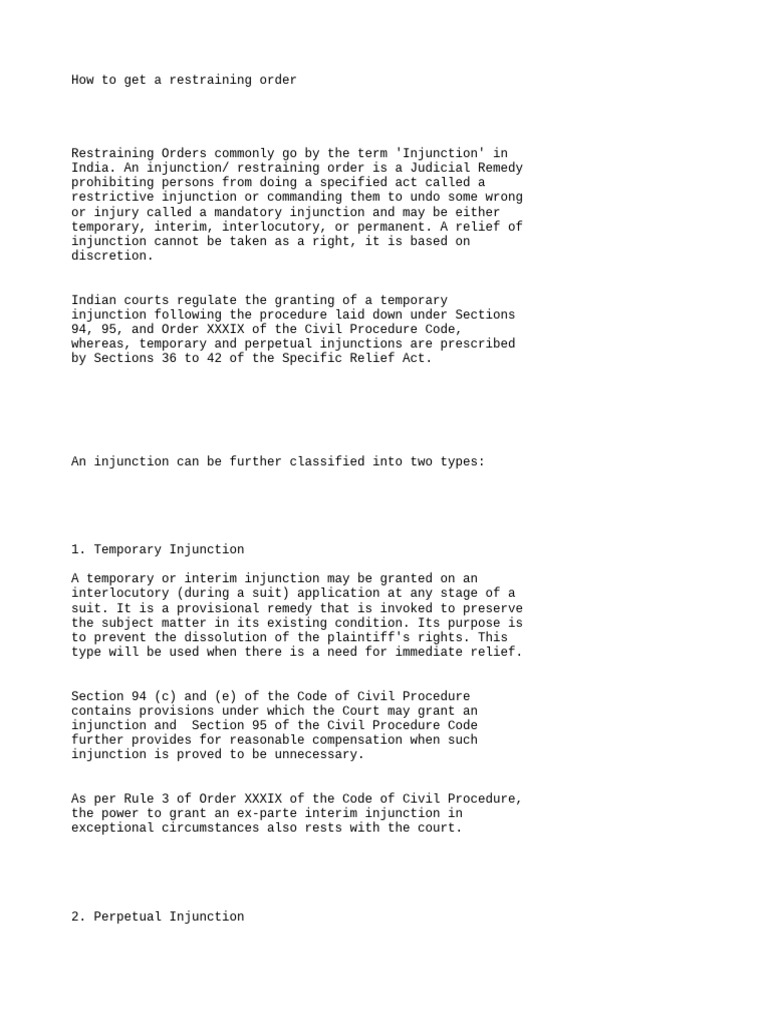 How To Get A Restraining Order | PDF | Injunction | Legal Remedy