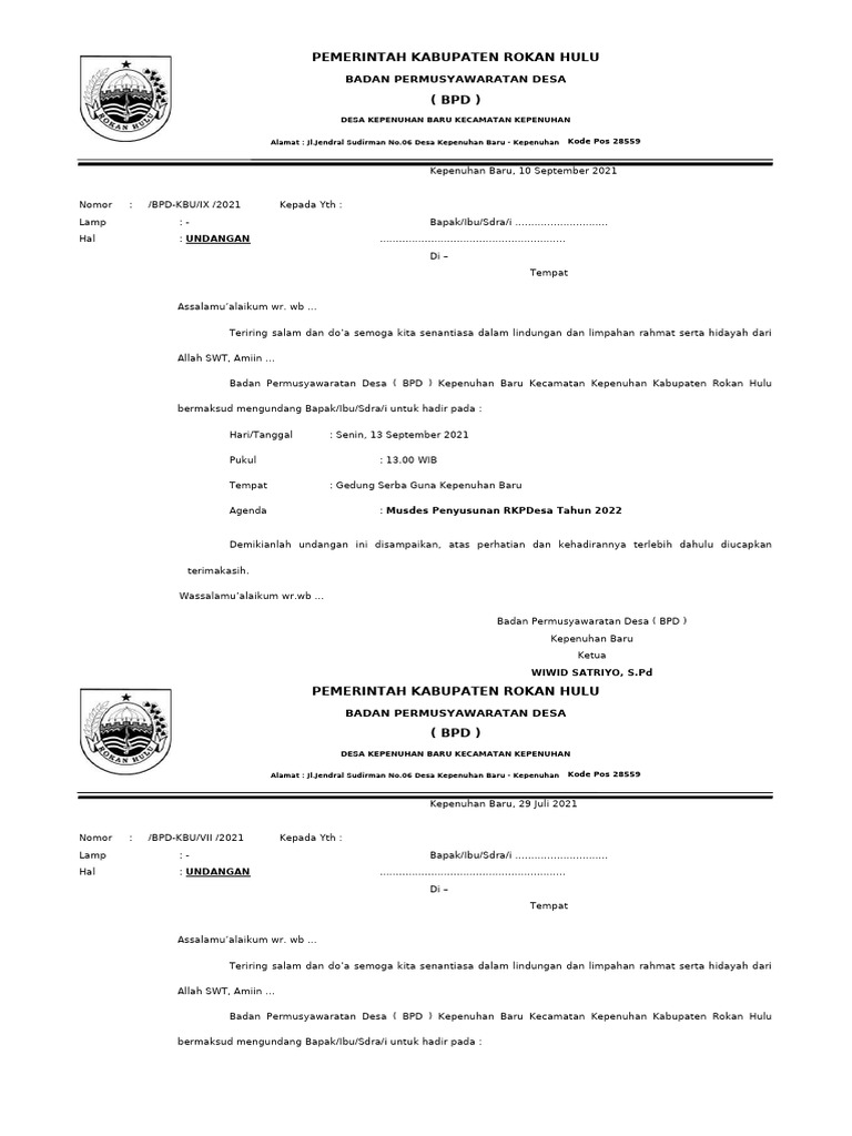 Undangan Musdes RKPDesa | PDF