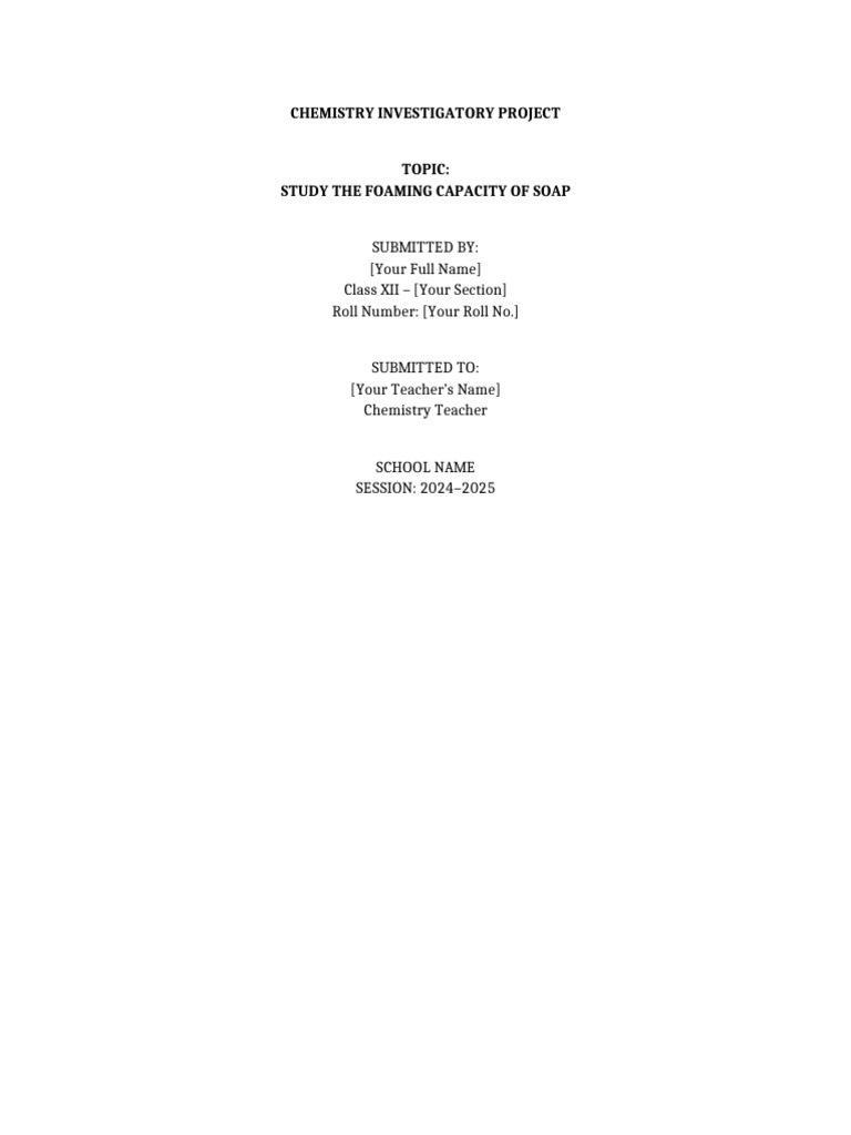 Foaming Capacity of Soap Project | PDF | Soap | Foam