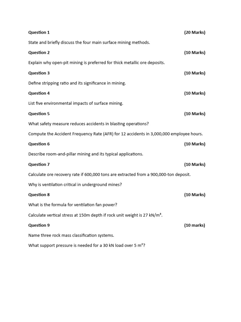 Elements of Mining Questions | PDF
