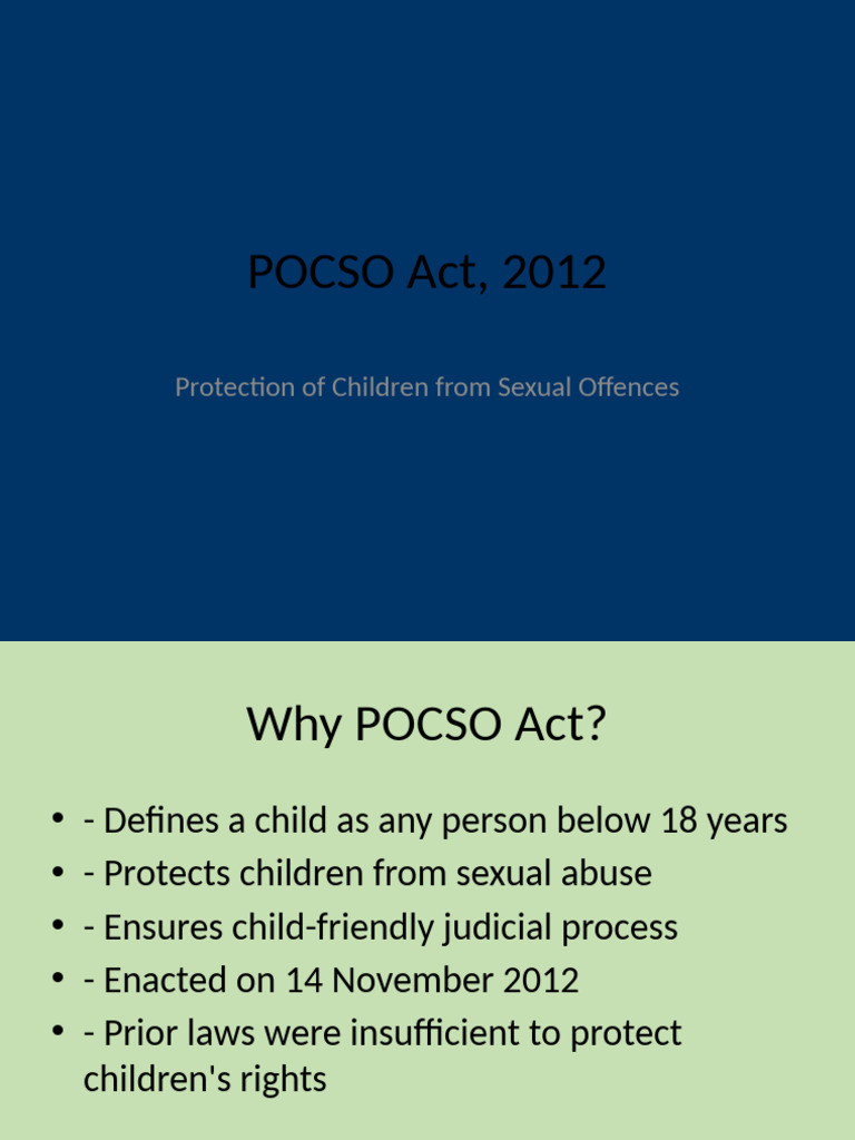 Detailed POCSO Presentation With Background | PDF