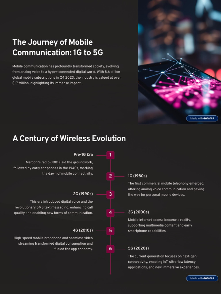 The Journey of Mobile Communication 1G To 5G | PDF | Mobile Broadband ...