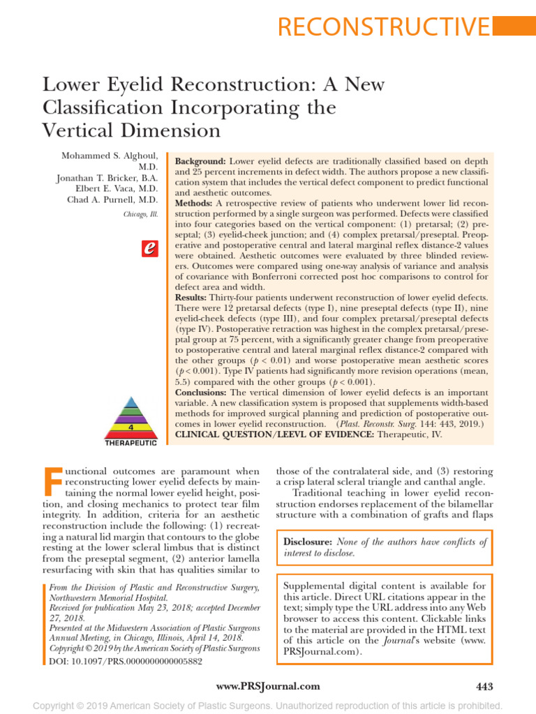 Lower Eyelid Reconstruciton Alghoul | PDF | Statistical Analysis ...