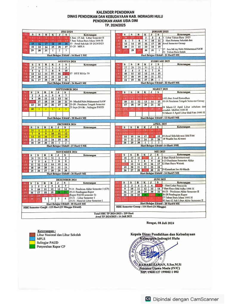 Kalender Pendidikan PAUD | PDF