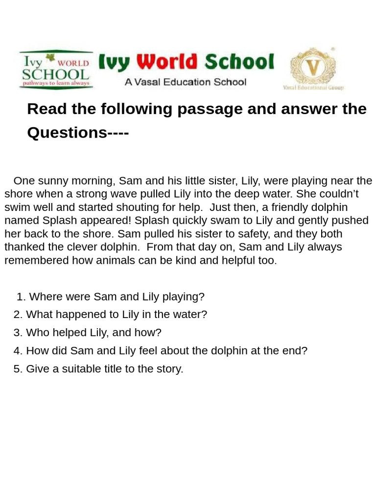 Comprehension Passage Grade 4 | PDF