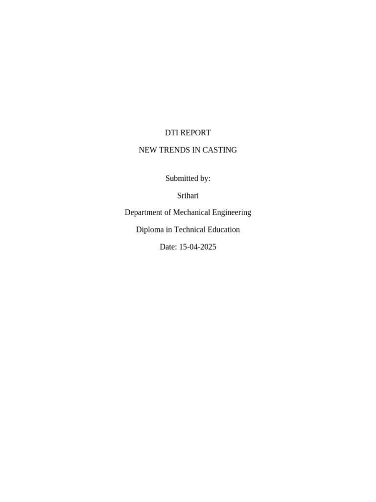 DTI Report New Trends in Casting | PDF