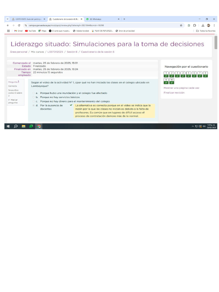Cuestionario Sesion N°6 | PDF