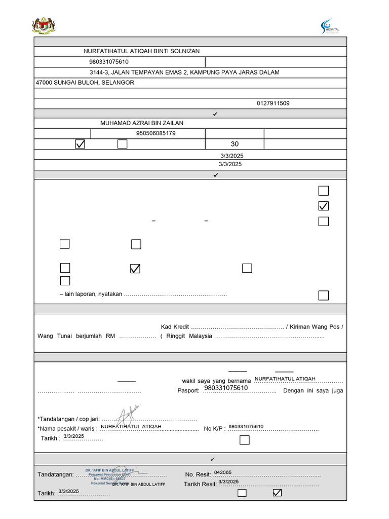 Permohonan Laporan Perubatan HSB | PDF