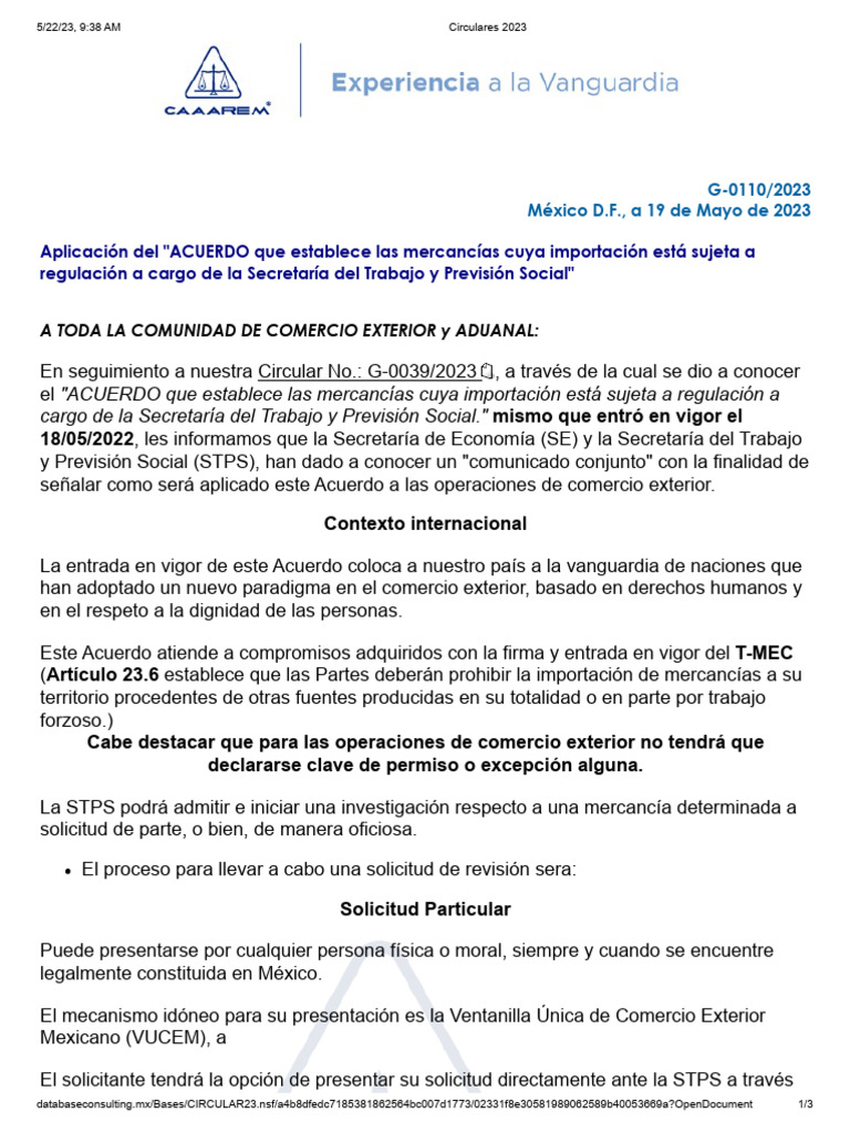 G-0110 - 2023 Trabajo Forzoso | PDF | El comercio internacional | México