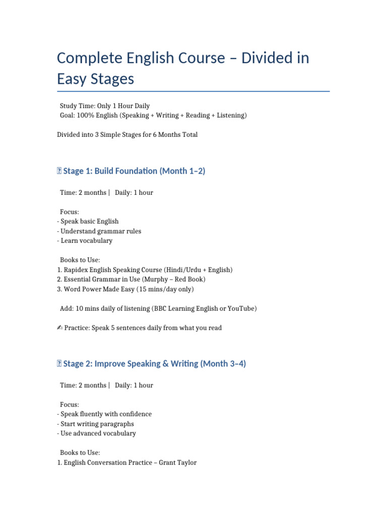 English Course 3 Stage Easy Obaidullah | PDF