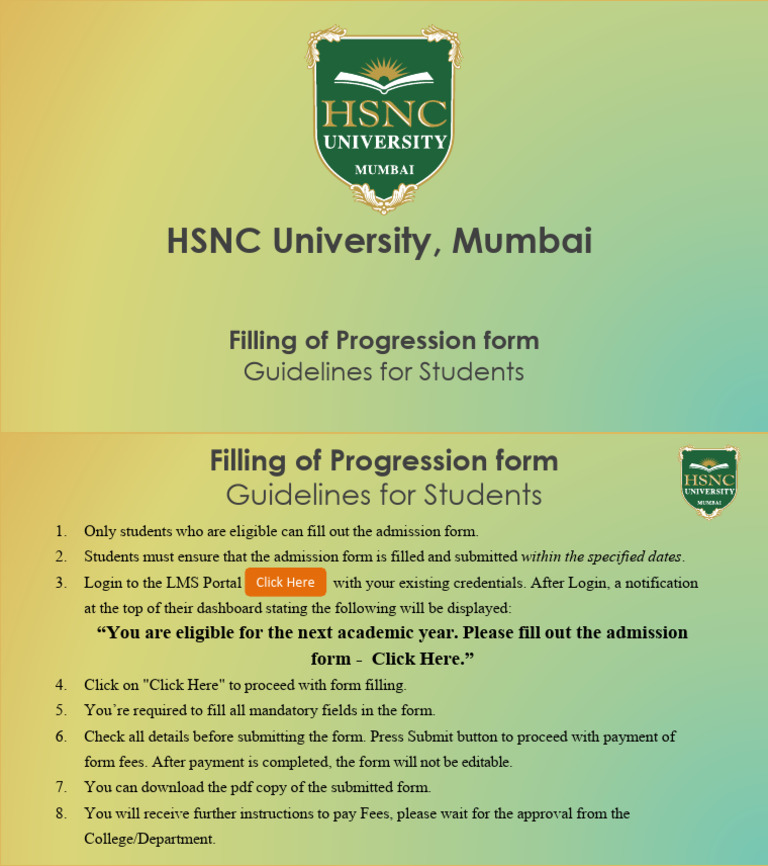 HSNC Admission Form Guidelines | PDF