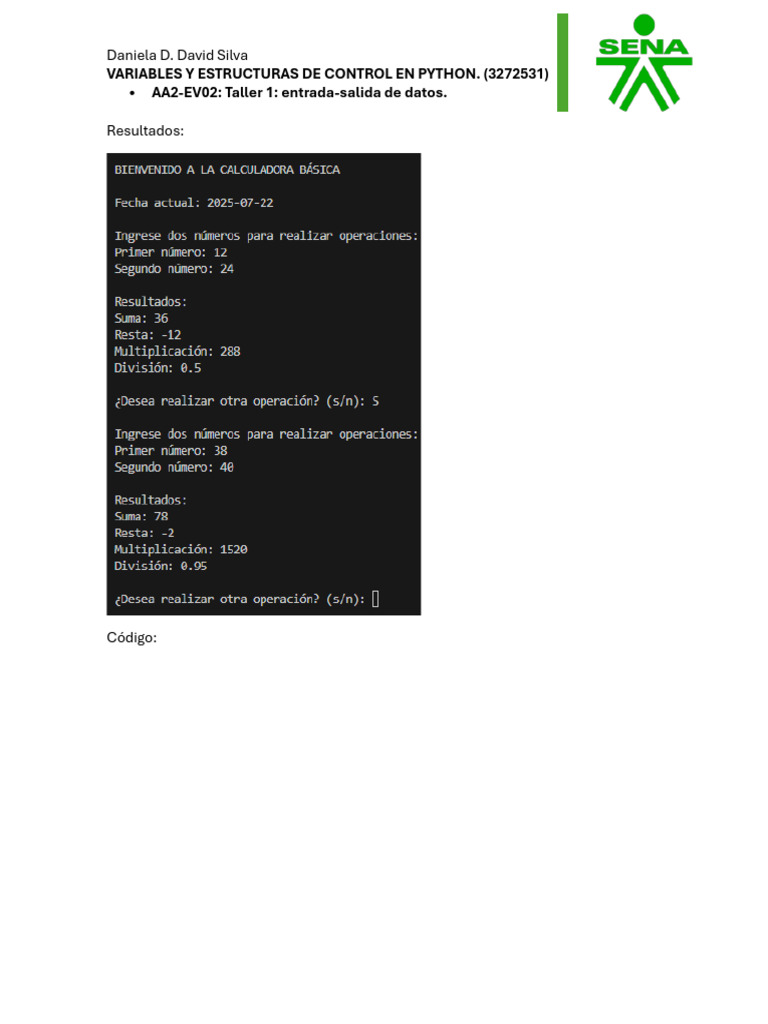 Taller 1 Entrada Salida de Datos | PDF