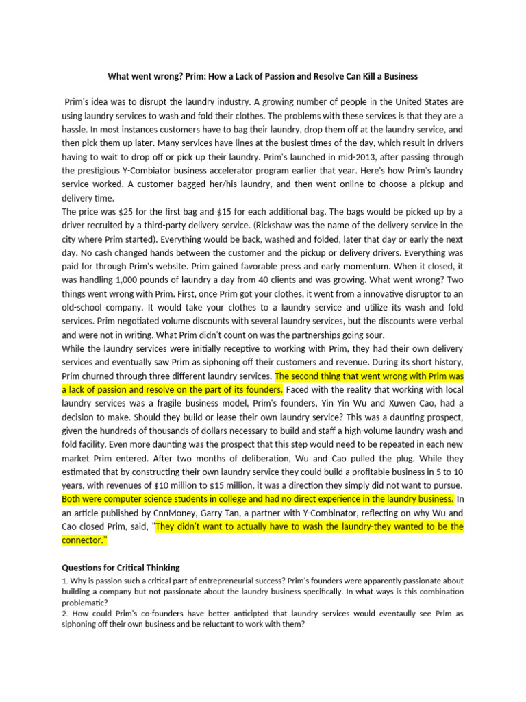 How A Lack of Passion and Resolve Can Kill A Business | PDF | Business ...