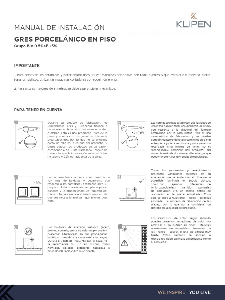 Manual Inst Gres Porcelanico v3 | PDF