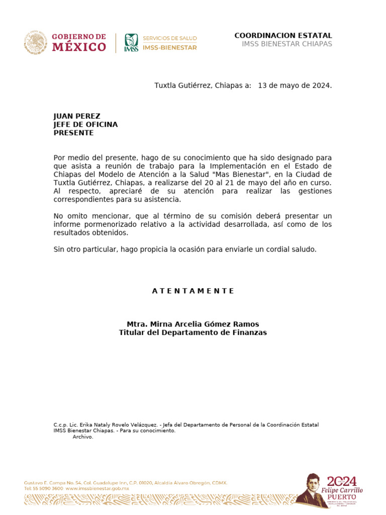 01 Oficio de Comisión Nombre-1 | PDF