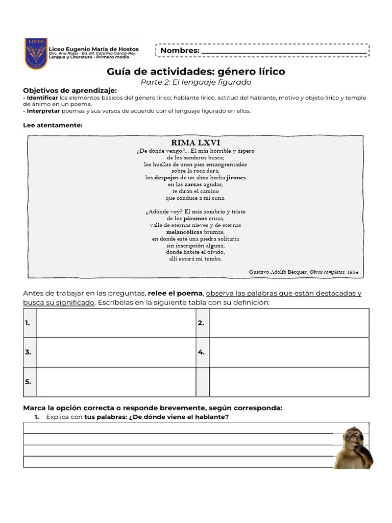 Guía 2 - El Lenguaje Figurado | PDF | Poesía