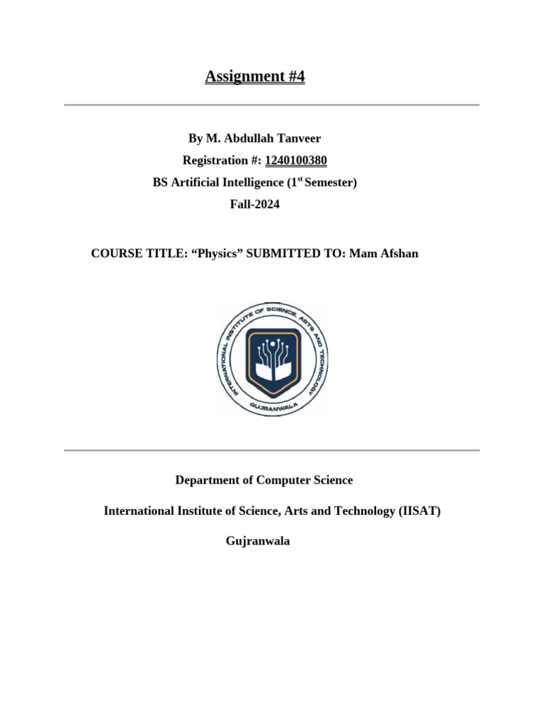 Assignment Phy 4 | PDF