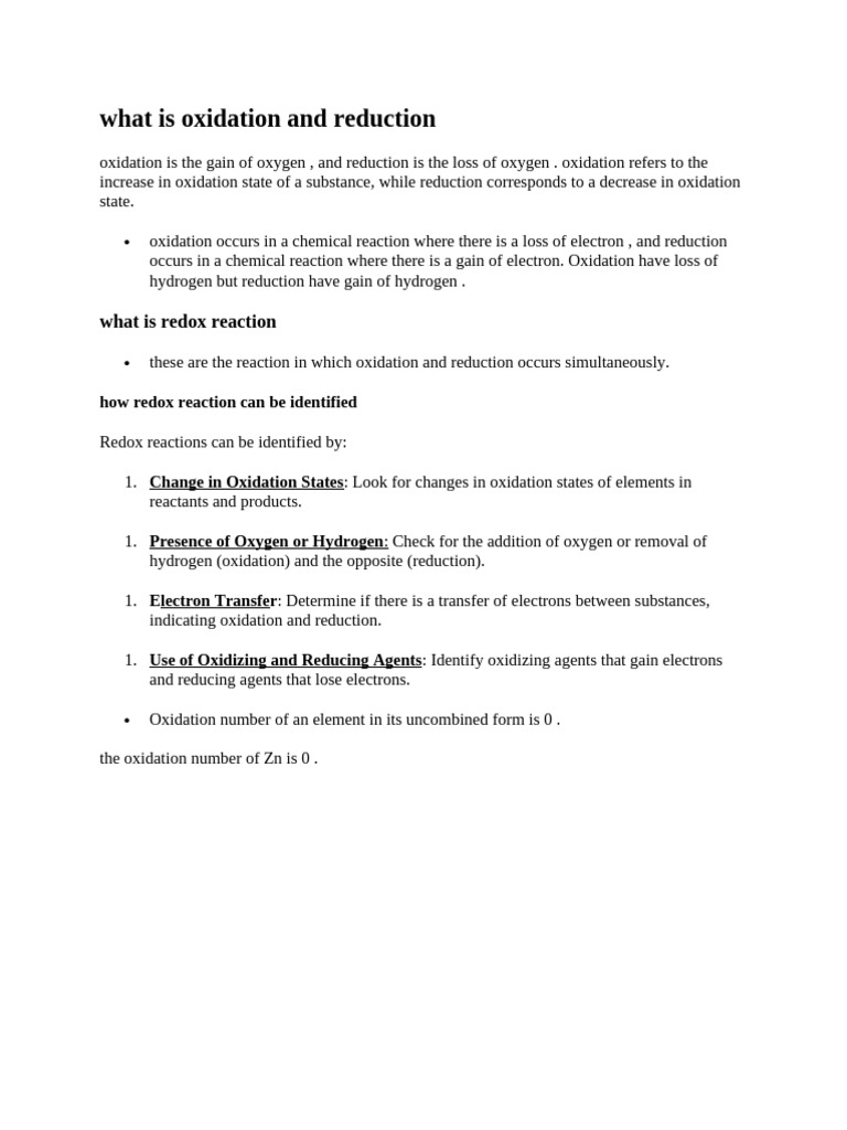 Oxidation and Reduction Explained | PDF