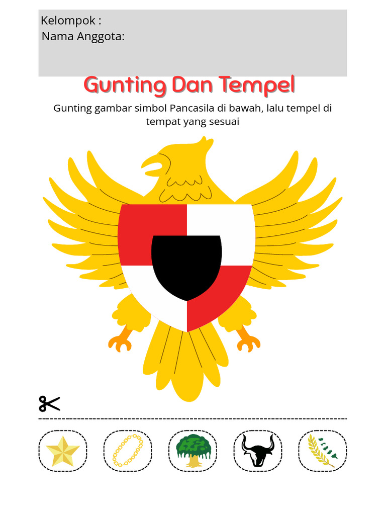 Gunting Dan Tempel Simbol Pancasila Lembar Kerja Putih Minimalis | PDF