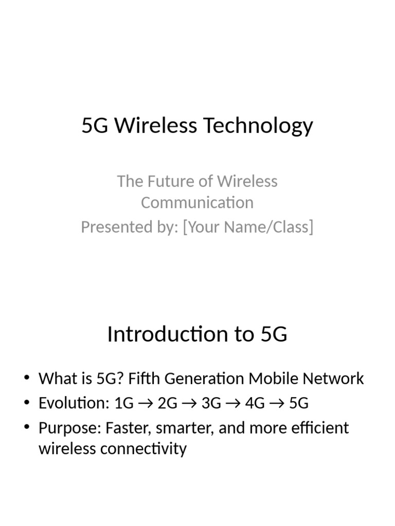 5g Wireless Technology Presentation With Image Pdf